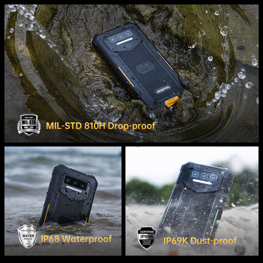 OUKITE WP23 Pro 16GB+128GB Rugged Handphone 6.52“ HD+ 10600 mAh Android ...