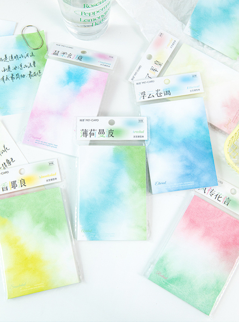 80 Sheets/pack Rainbow Color Stationery Paper Watercolor Styles Writing ...