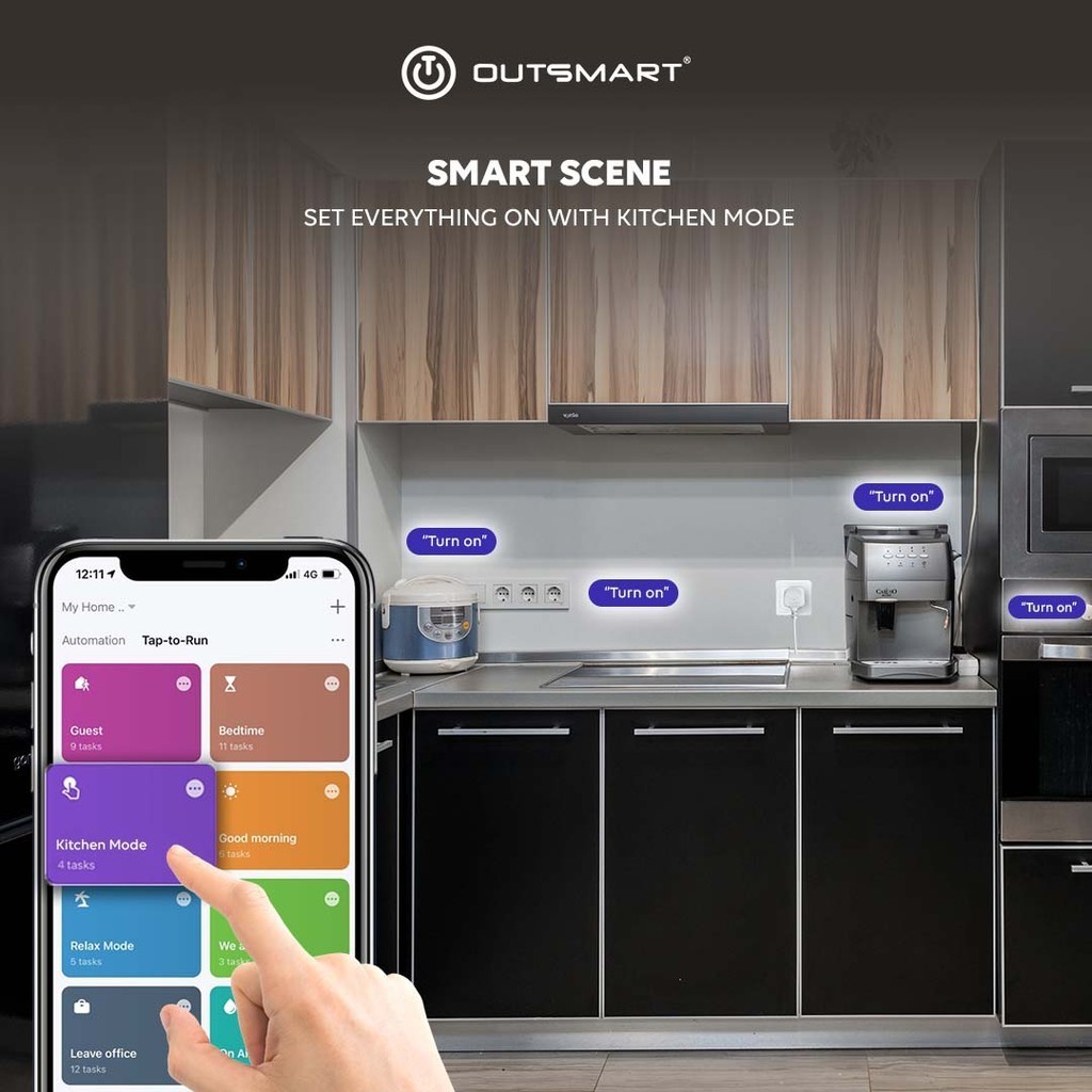 🇸🇬OUTSMART Wifi Universal Smart Plug 16A UK Energy Saving Smart Home Remote Timer Voice Control ...