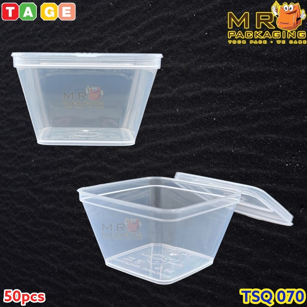 TSQ070 70ml 3oz Square Sauce Container Hinged Lid ( 50pcs± ) 70 ml ...