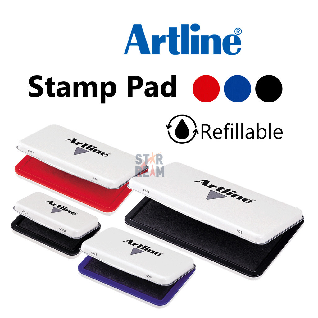 Artline Stamp Pad No. 00 /0 /1 /2 (Black/ Blue/ Red) Rubber Stamp/ Rubber Chop Ink | Shopee ...