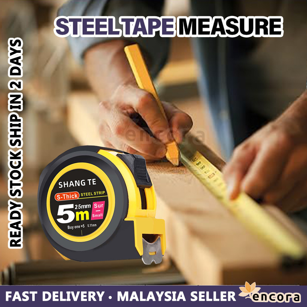 [3M/5M/7.5M/10M] Encora Industrial Measuring Tape Heavy Duty Steel Measurement Tape Pita ...