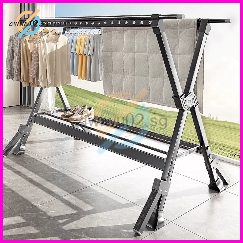 Clothes Drying Rack, Home Balcony Foldable Thick Carbon Steel Frame ...