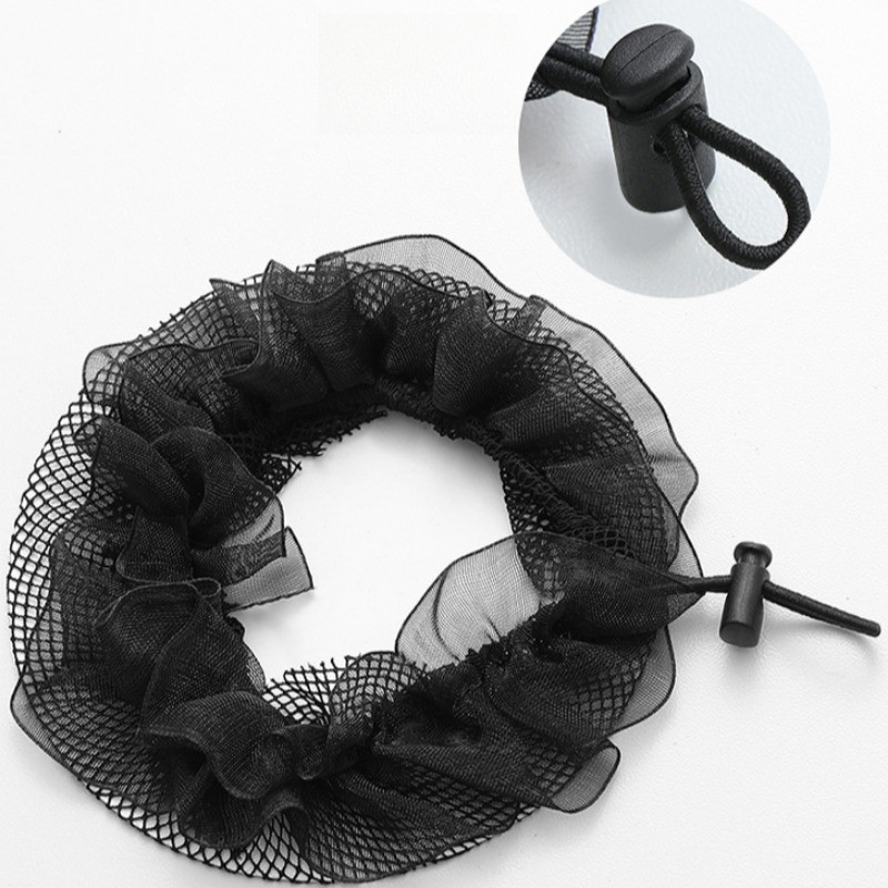 Black Hair Net with Drawstring for Women Dancing Exam Bun Hair Net ...