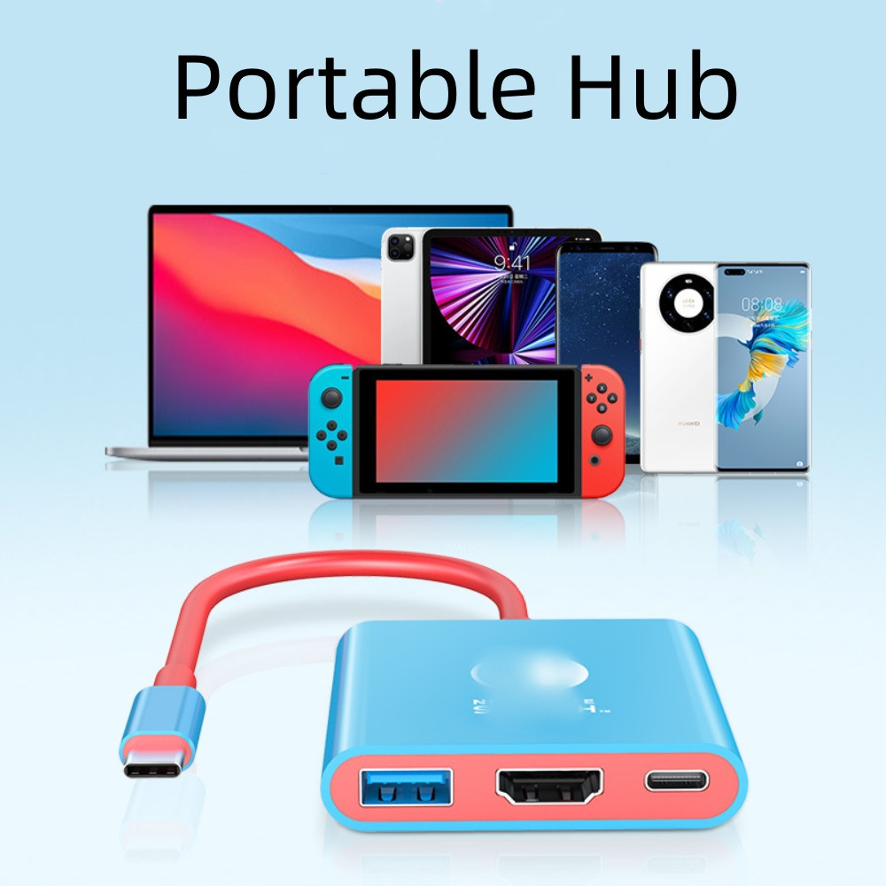 3in1 Switch Dock HDMI 4K USB 3.0 Hub Adapter USB Type C Splitter TV ...