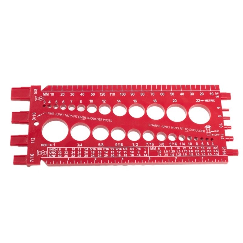 and Nut Gauge Screws Square Size Measuring Ruler Checker Inch Metric ...