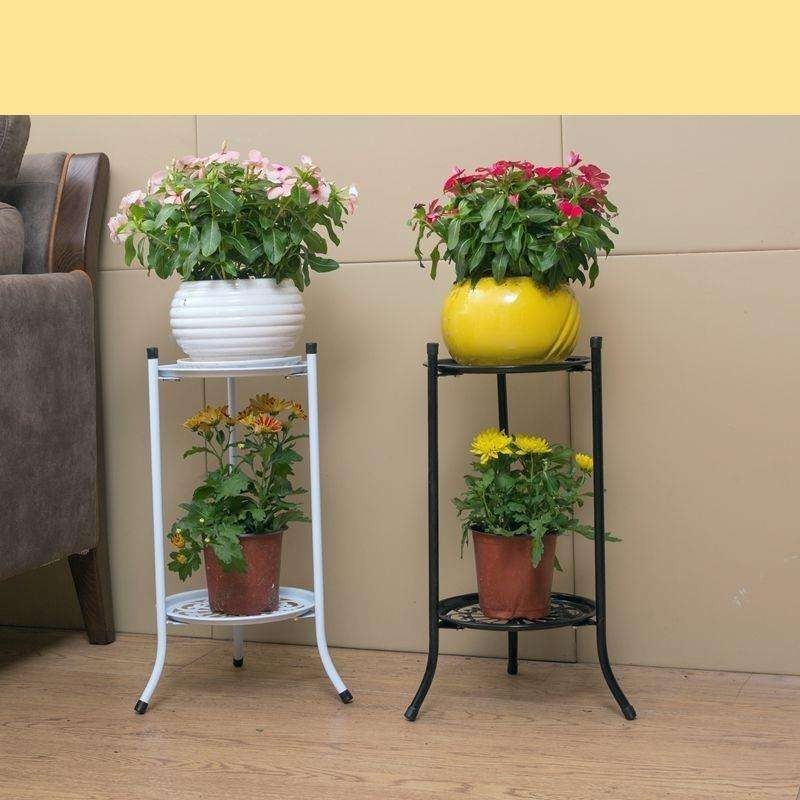 European Style Double-layer Simple Balcony Art Metal Flower Stand Iron ...