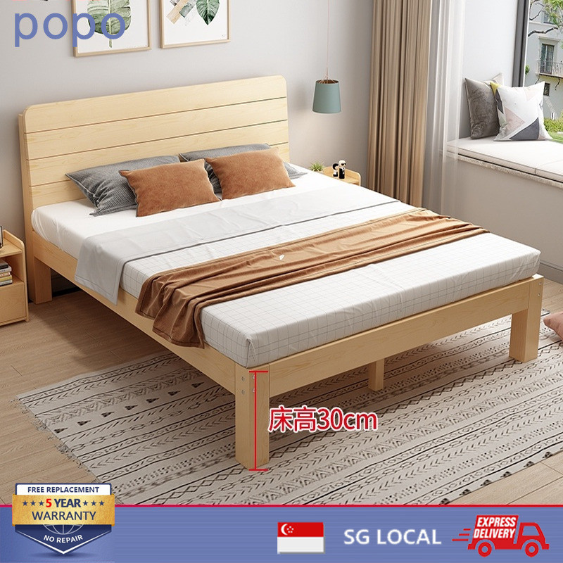 POPO Bed Frame Solid Wood 1.8 Double Platform Board Simple 1.5 M 1m ...