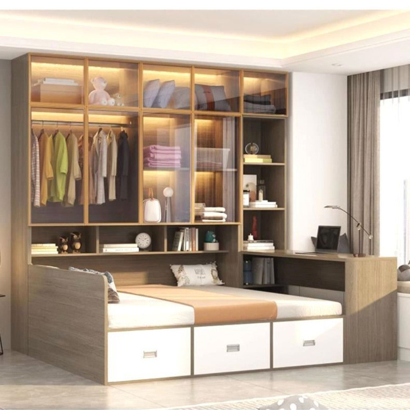 Tatami Storage Bed With Drawer Children's Bed Half High Bed Wardrobe ...