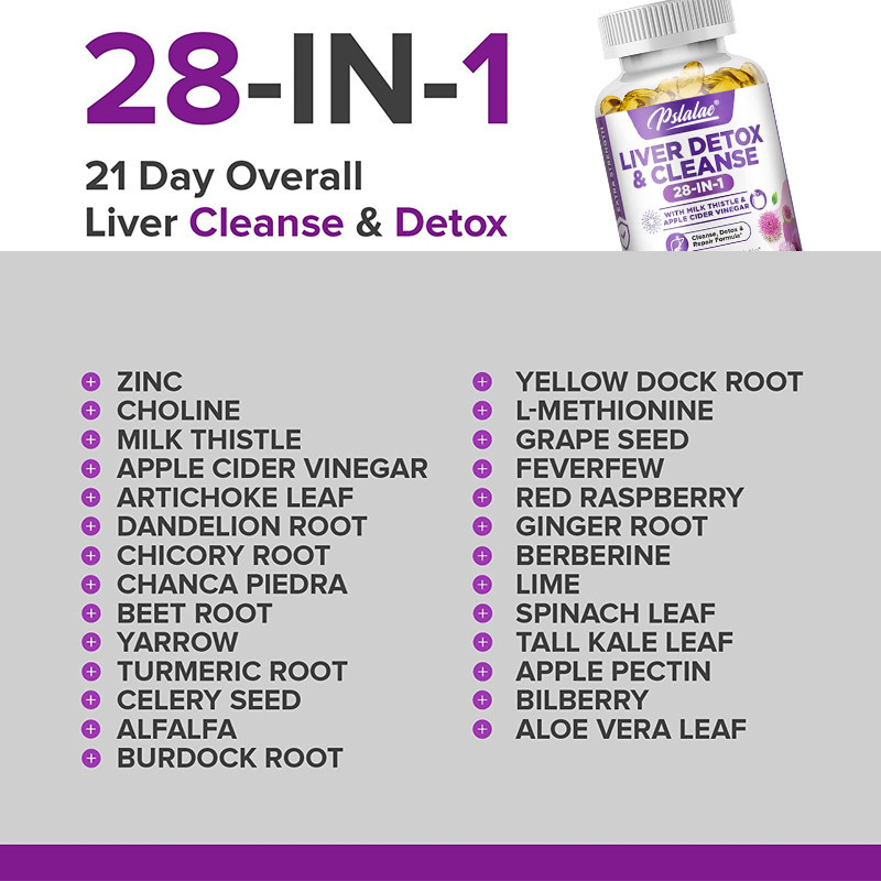 Pslalae 28-in-1 Liver Cleanse Detox and Repair Supplement - Silymarin, Artichoke Extract ...