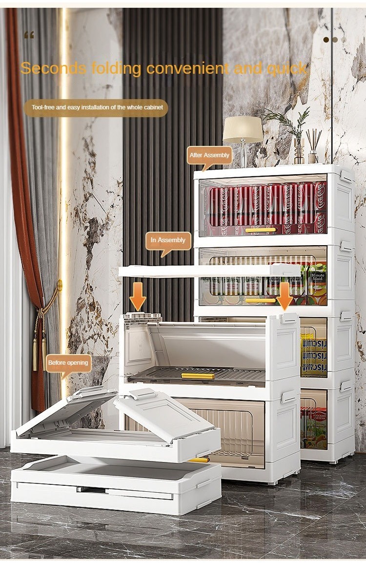 Folding Storage Box Wardrobe White Foldable Home Clothes Snacks Storage ...