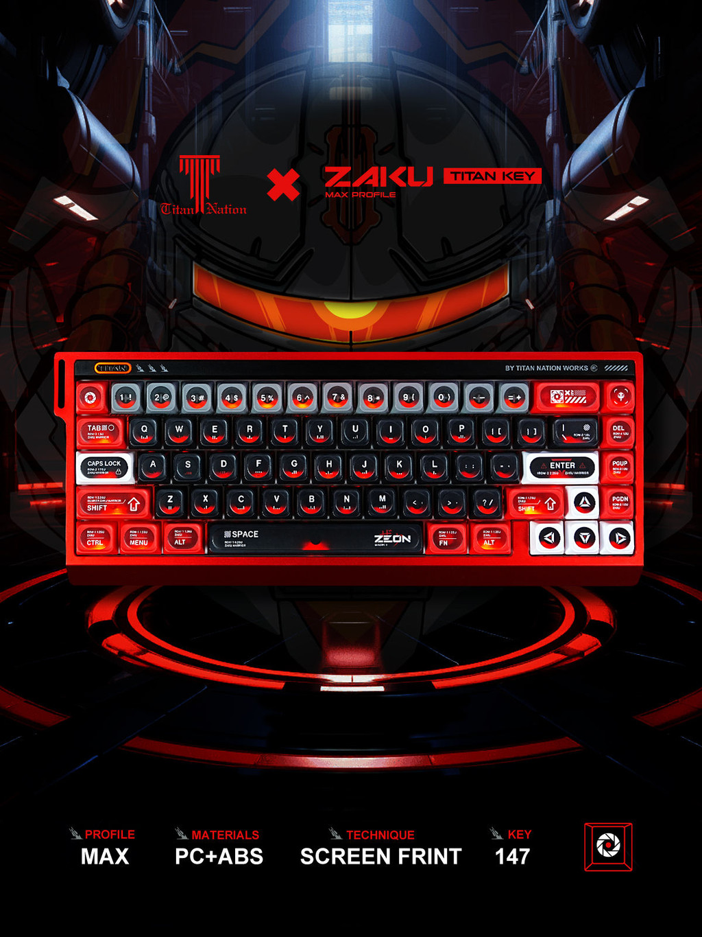 Keycap Theme Titan Country ZAKU ZAKU MAX Height Keycap 147 Keys Matte ...