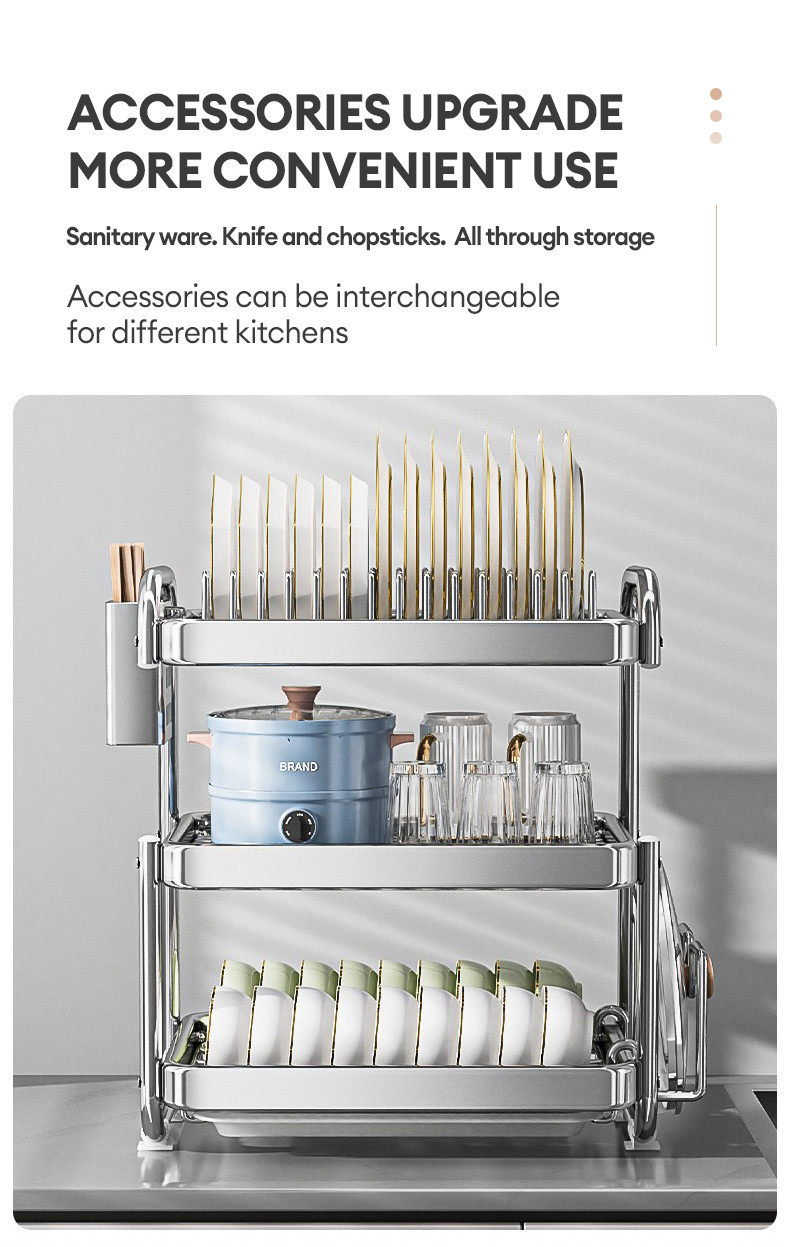 BTY SUS 304 Dish Rack with Drainer Plates Organizer Rack Dish Drainer ...