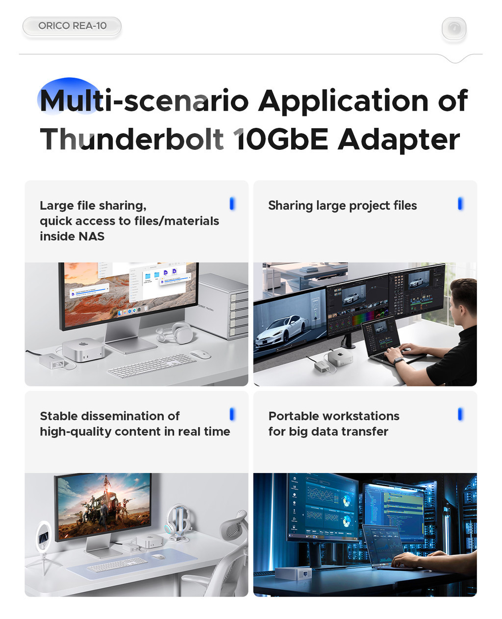 ORICO 10gbe Ethernet Adapter Mac Mini USB-C Thunderbolt 3/4 To 10G ...