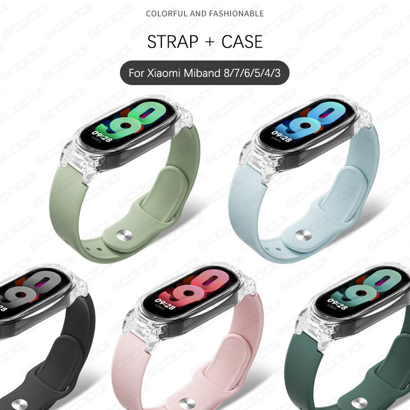 Silicone Strap with case For Xiaomi Mi Band 9 8 7 6 5 4 3 Watch Band For Miband 9/8/7/5/6/4/3 ...
