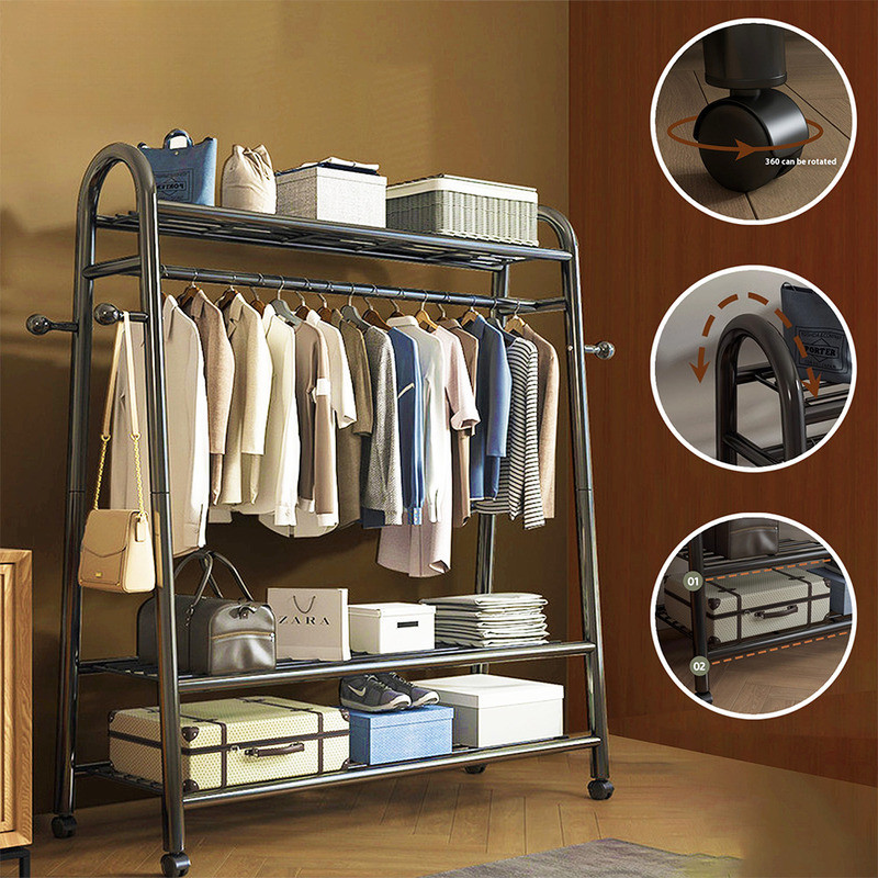 Large Capacity Multi Layer Hanger Stand Bold Clothes Rack With Wheels ...