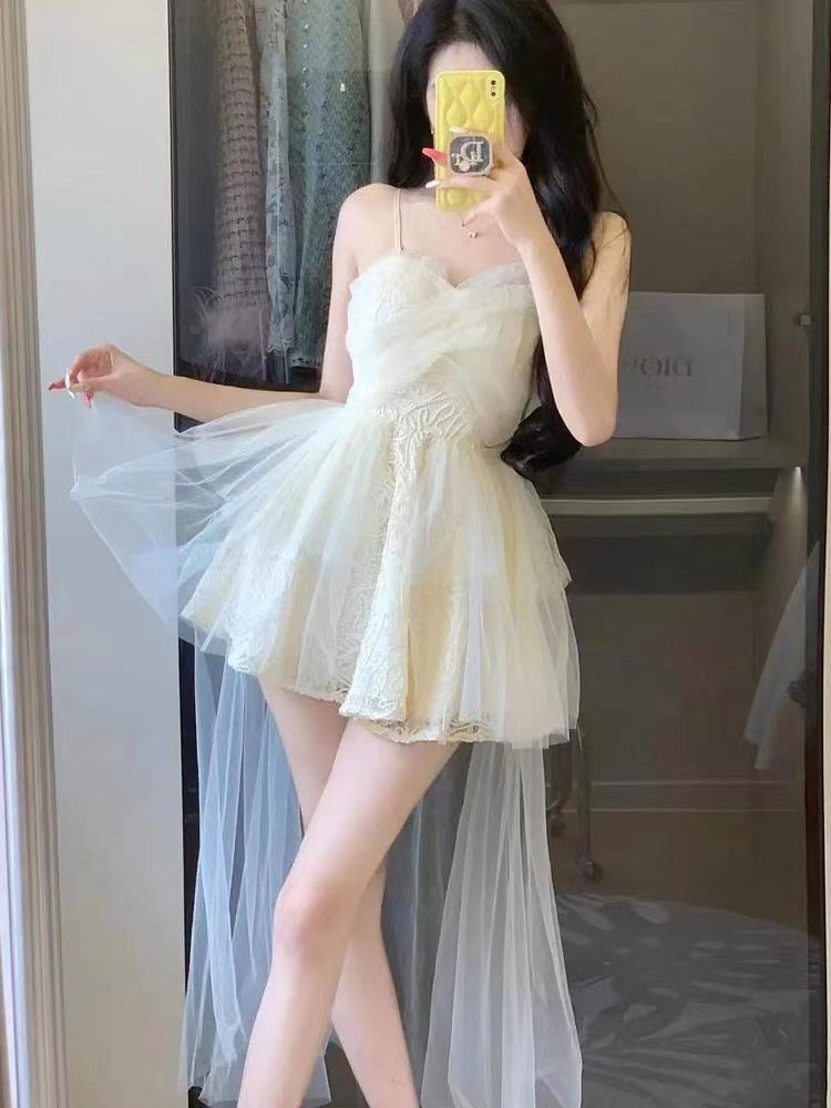 YIFENZI Dress French Super Fairy Flat Classy Princess Pure Desire Style ...