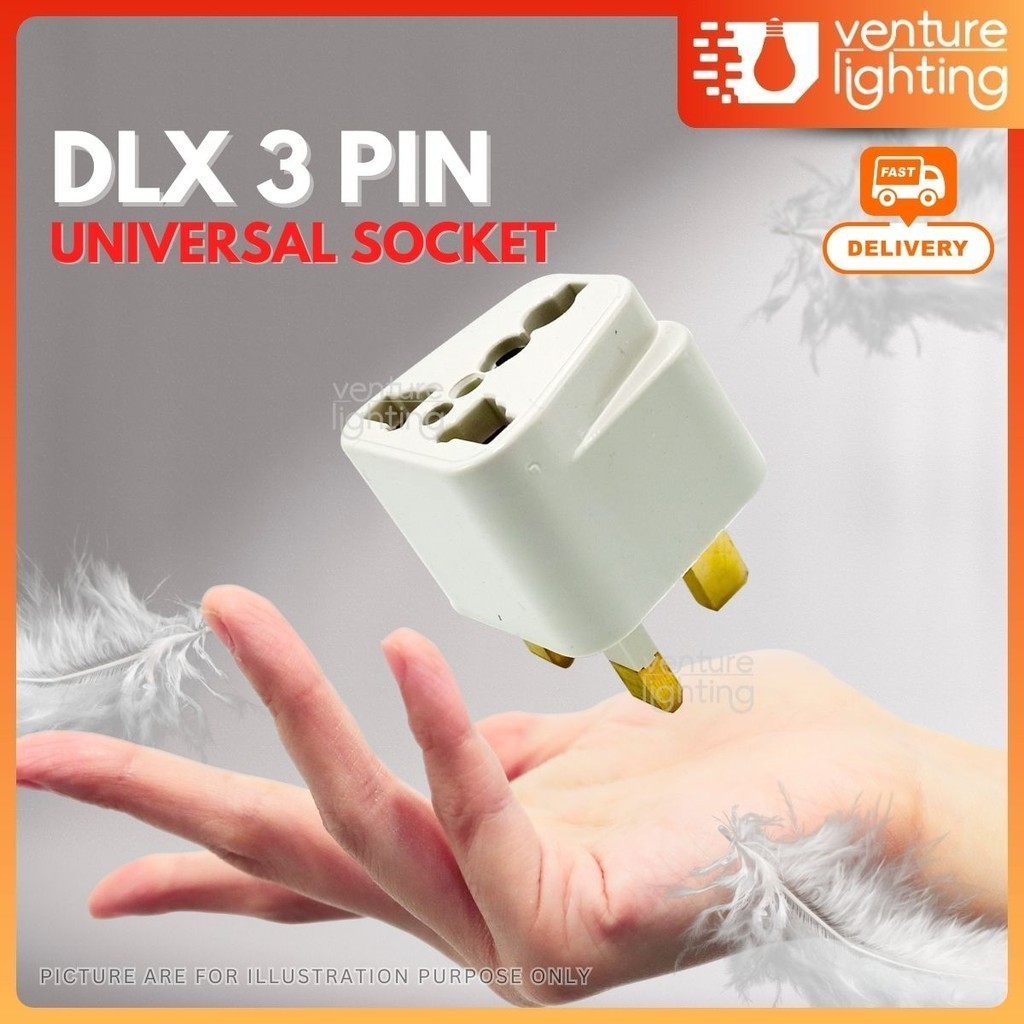 DLX 3 Pin Multi Universal Travel Adaptor for Malaysia Extension Plug ...