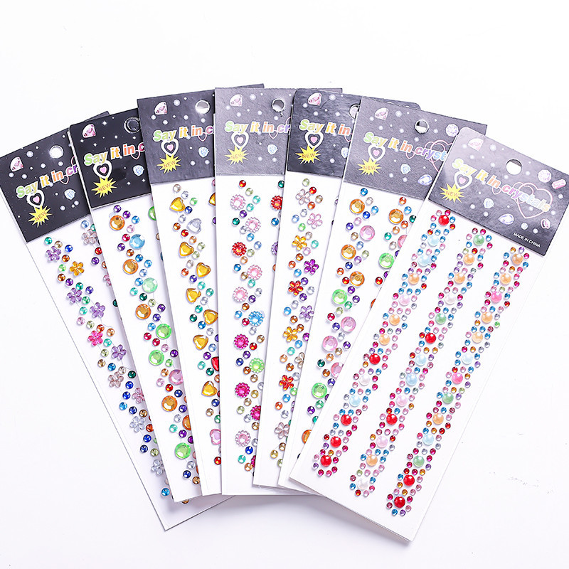 5 Sheets Colorful Acrylic Rhinestone Stickers Scrapbook Deco DIY ...