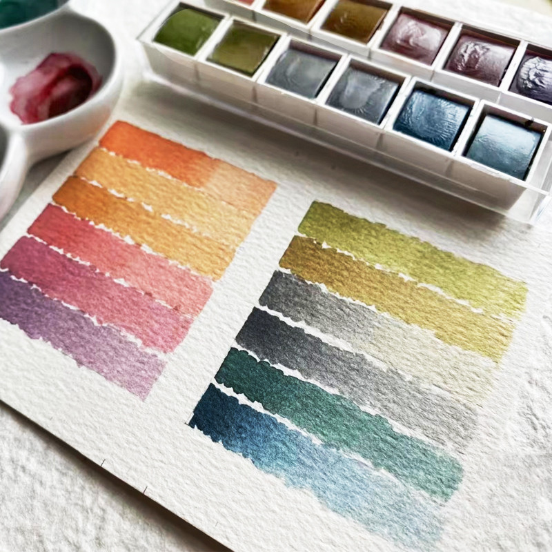 AngleMark 12 Colors Retro Solid Watercolor Set Basic Water Colour ...