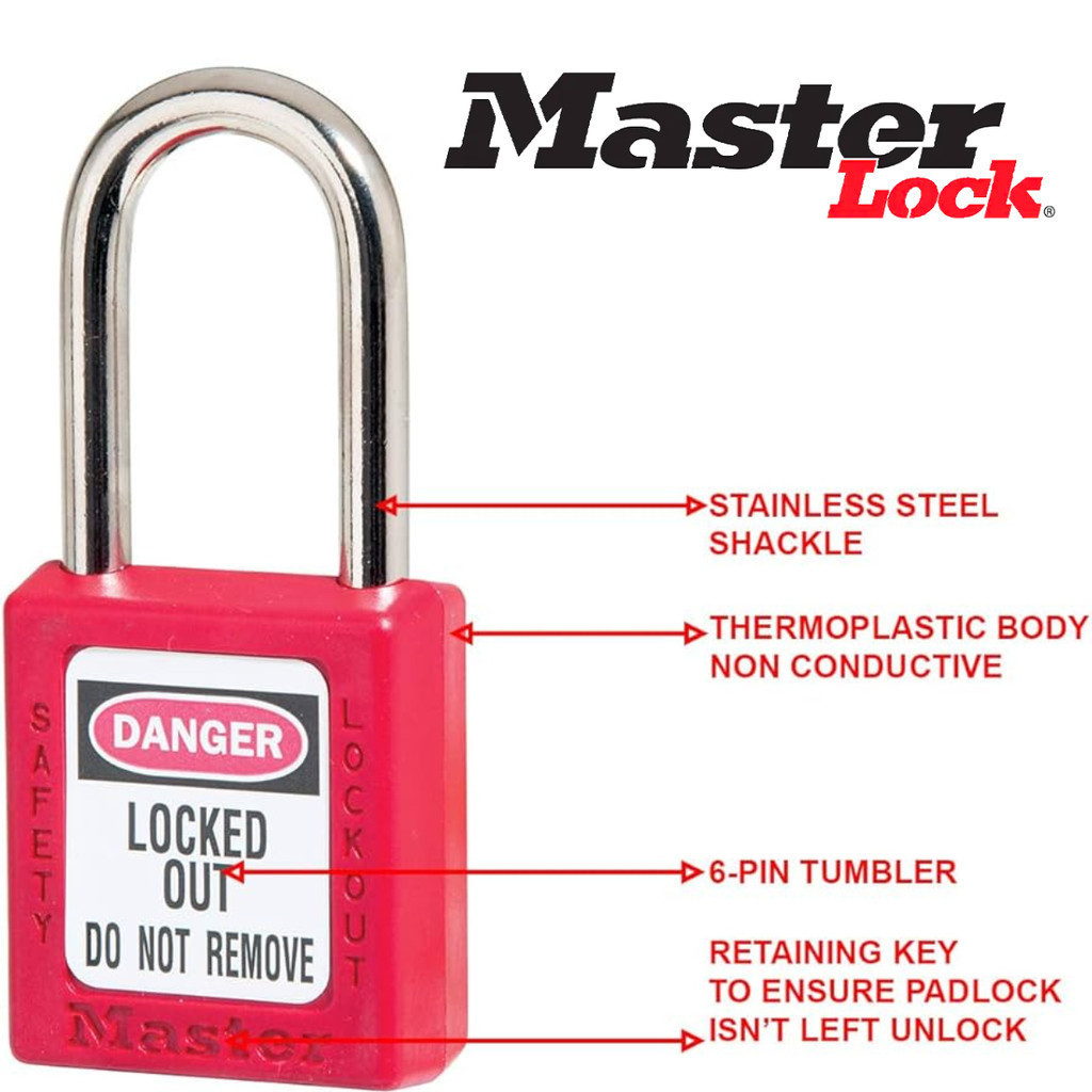 Master Lock 410 Zenex Thermoplastic Safety Padlock, Keyed Different ...