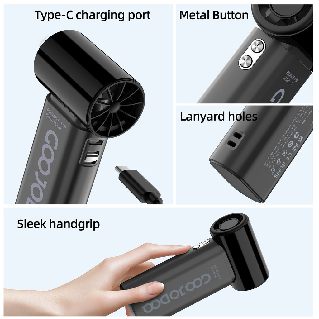 GOOJODOQ Mini Handheld Fan Portable Travel High-speed Turbo Jet Fans ...