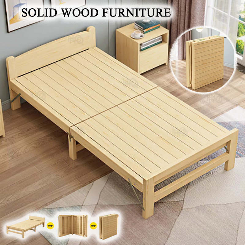 [SG Seller] H Solid Wood Single Bed Frame Other Sizes Can Be Customized Children's beds Foldable ...