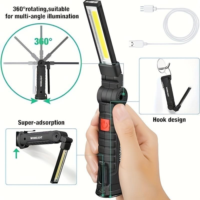 360° Rotate Flashlight Rechargeable LED Work Lights Grill Light with ...