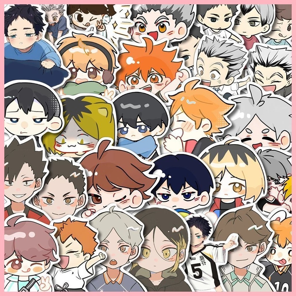 [GUYN] Stickers Haikyuu (60 Sheets) Cartoon Anime Q Version Volleyball ...