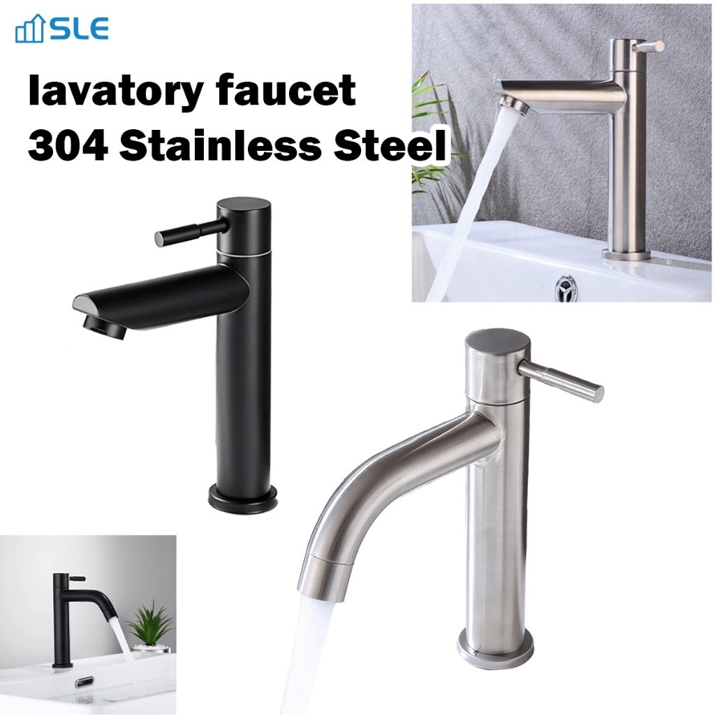 lavatory faucet Steel Bathroom Wash Sink Faucet Basin Tap 1/2" Basin ...