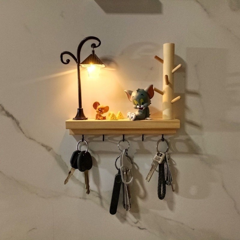 Wooden Key Hook - Creative Key Holder Wall Mount For Entryway Wall ...