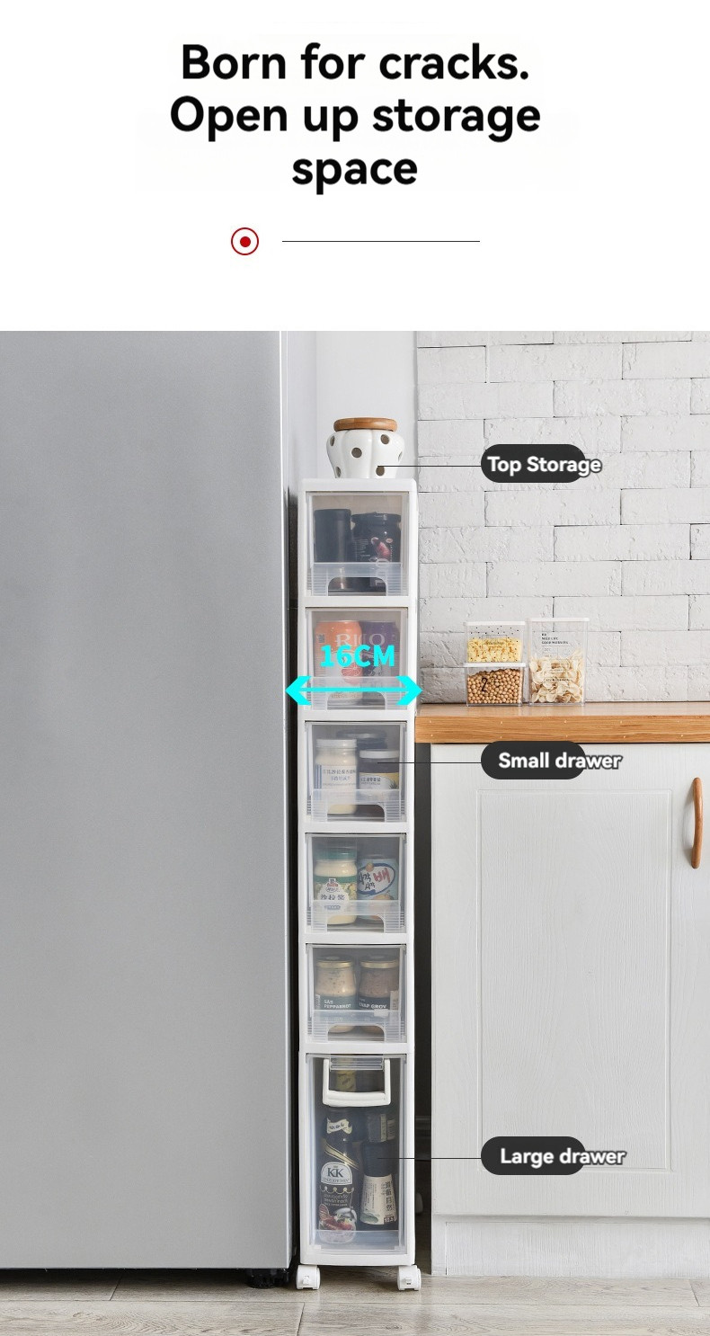 Narrow Gap Storage Cabinet Drawer Type Plastic Bathroom Slim Kitchen ...