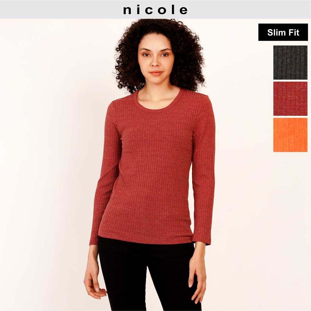 Nicole Round Neckline Long Sleeve Uneven Colour Stretchable Fabric ...