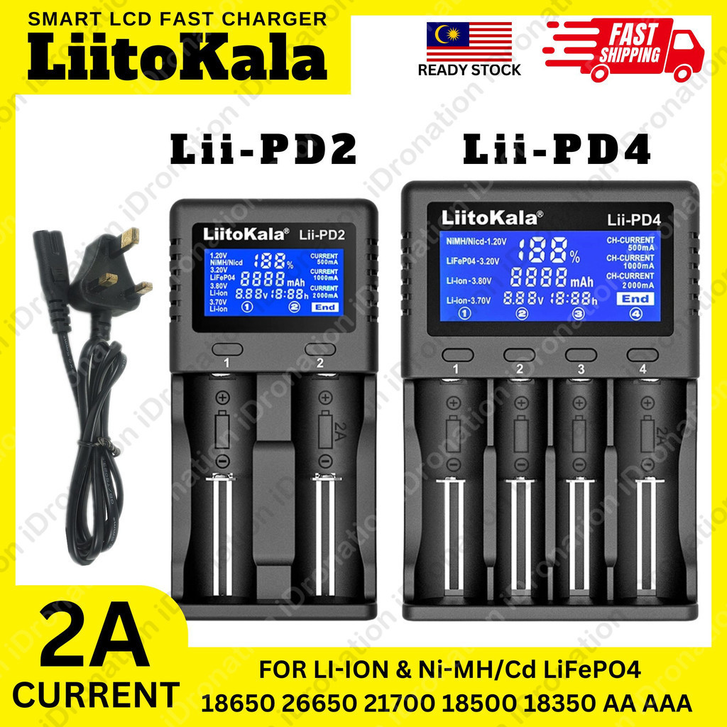 LiitoKala Lii-PD2 Lii-PD4 PD2 PD4 USB 5V Charger LCD Smart Charging Li ...