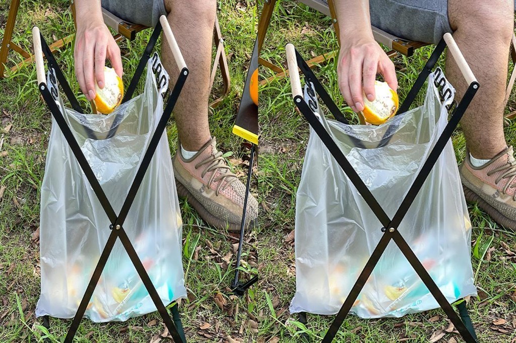 [stylishlife] Bbq Trash Bag Stand Collapsible Trash Bag Holder Foldable ...