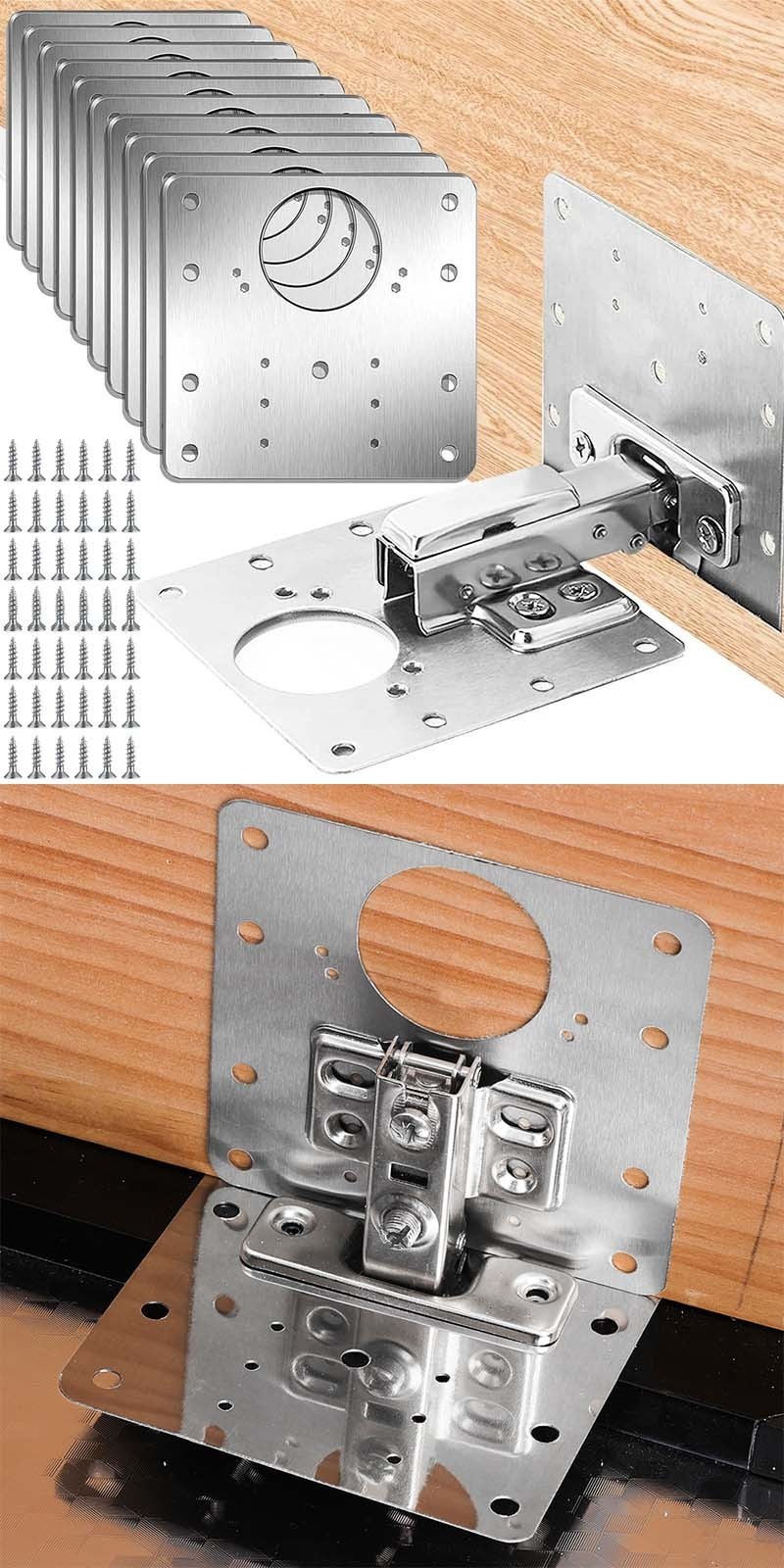 1/2/3 Sets Cabinet Hinge Repair Plates Kits - 8 Holes Hinge Repair ...
