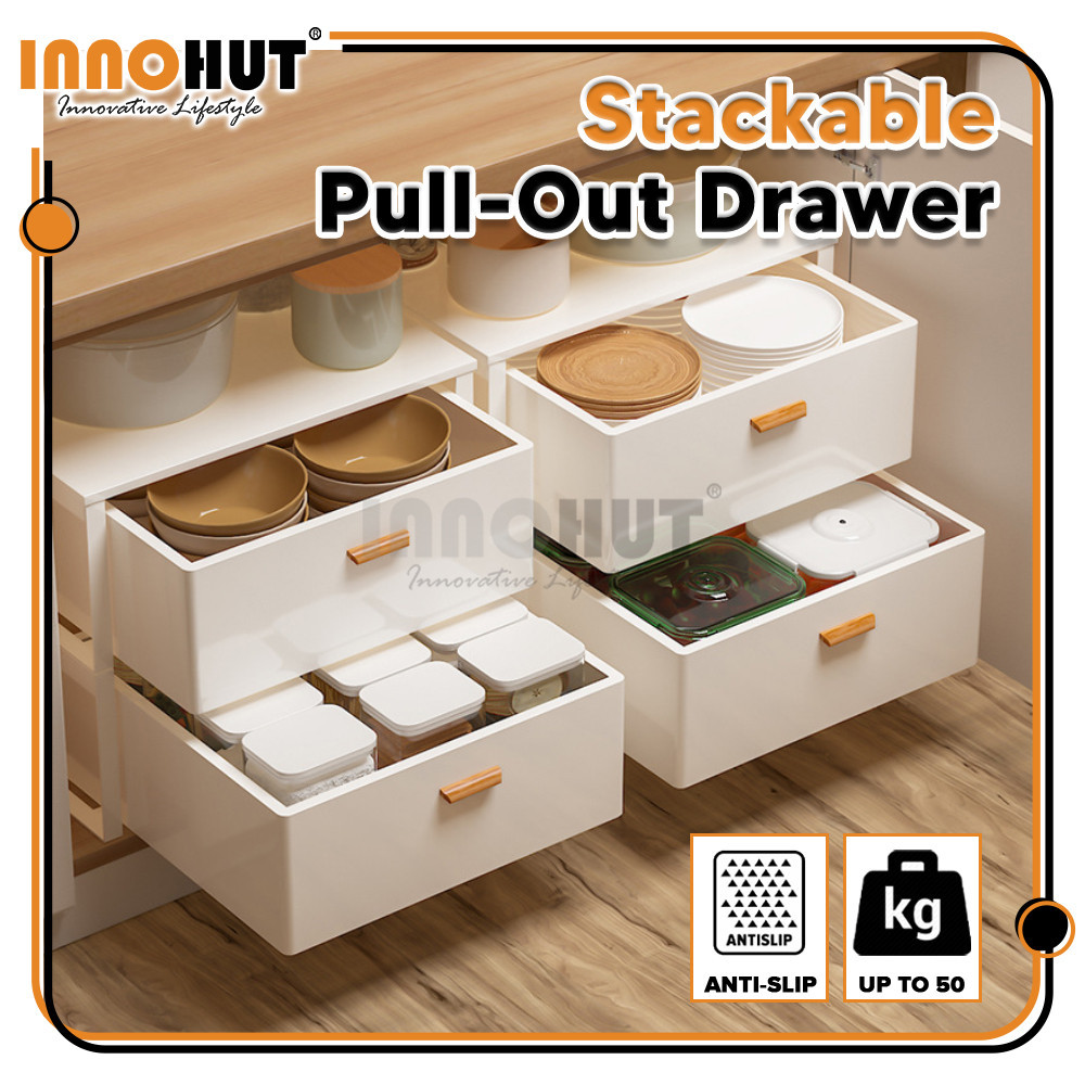Innohut Stackable Kitchen Pull Out Drawer Sliding Cabinet Basket Laci ...