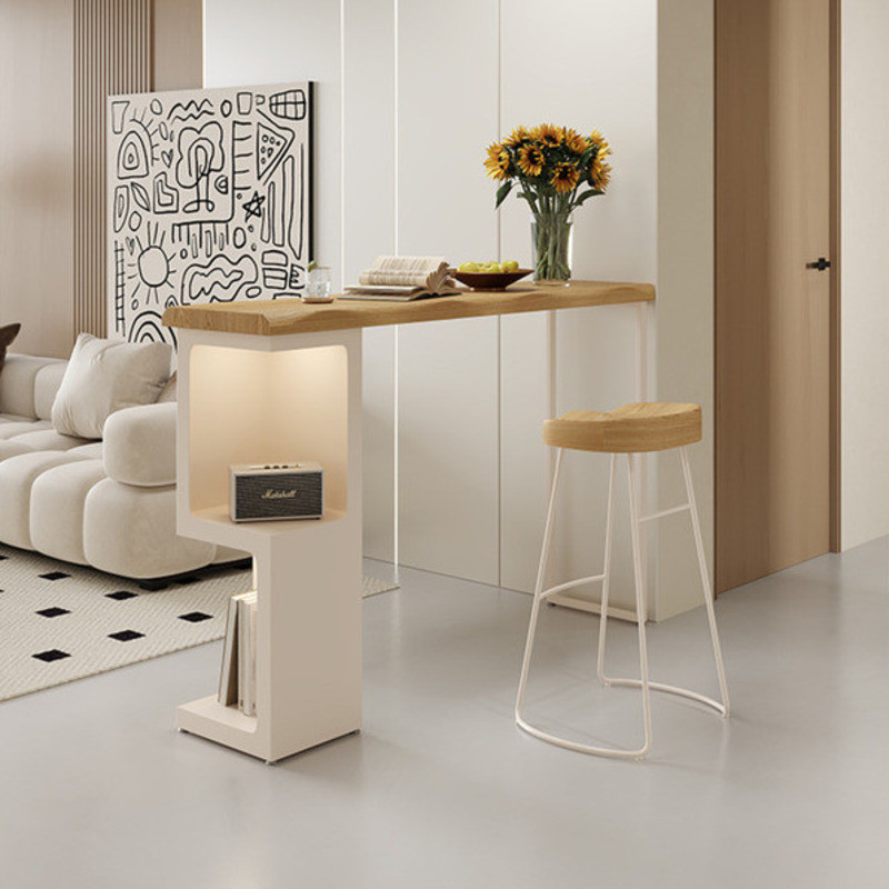 Cream Style Solid Wood Partition Bar Counter Table Against The Wall ...