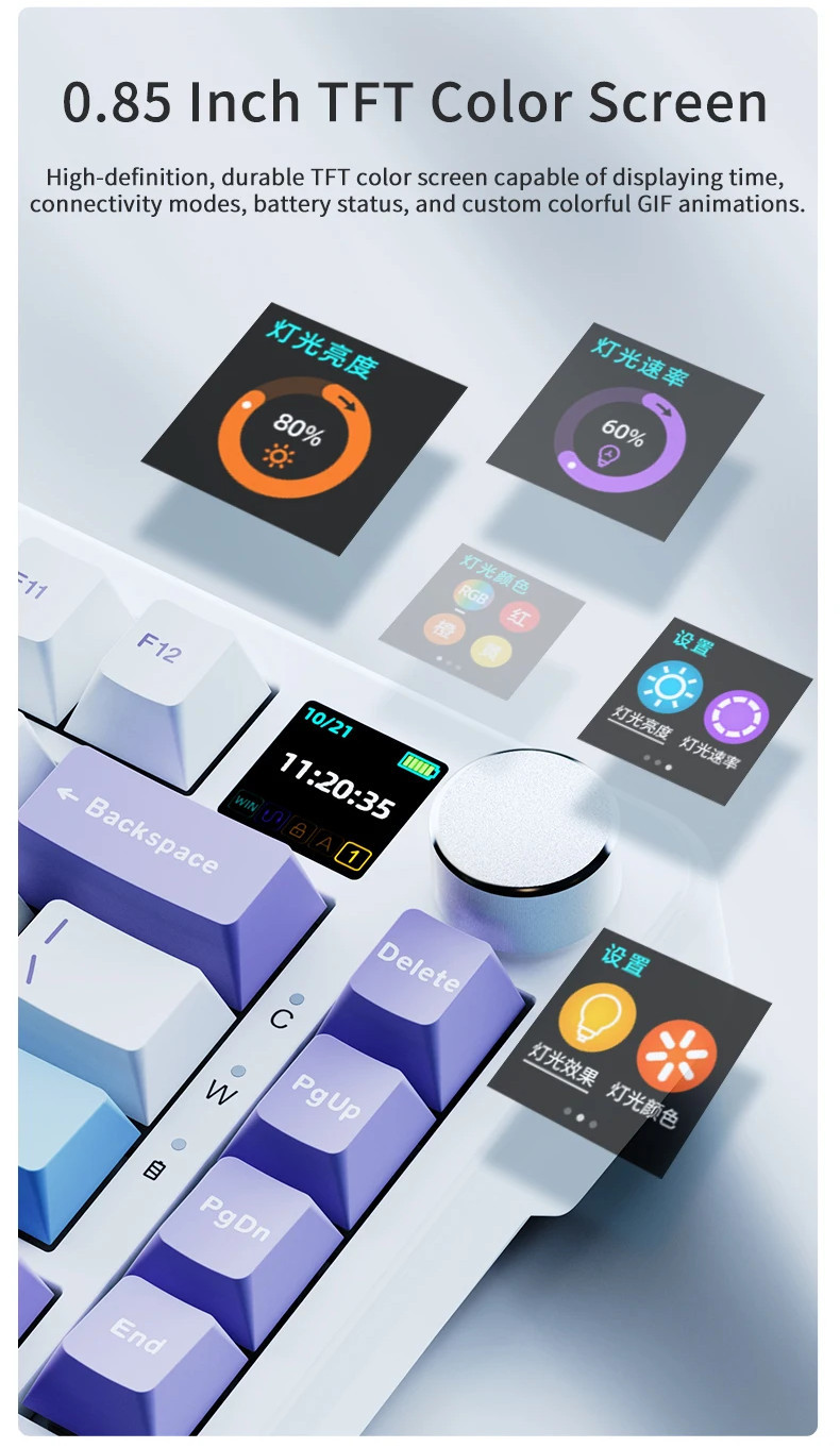 Ajazz AK820 MAX Plus Tri Mode Hot Swap Mechanical Keyboard Bluetooth RGB Silent Notebook 8000mAh ...