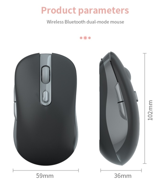 CHUYI Ergonomics Portable Dual Mode Wireless Mouse Type-C Rechargeable ...