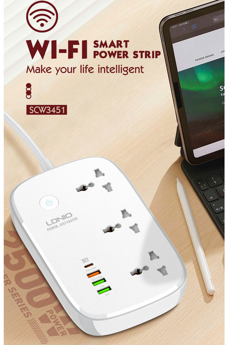 [SG] LDNIO 30W Fast Charging Multi-plug UK Plug Socket WIFI Smart Power ...
