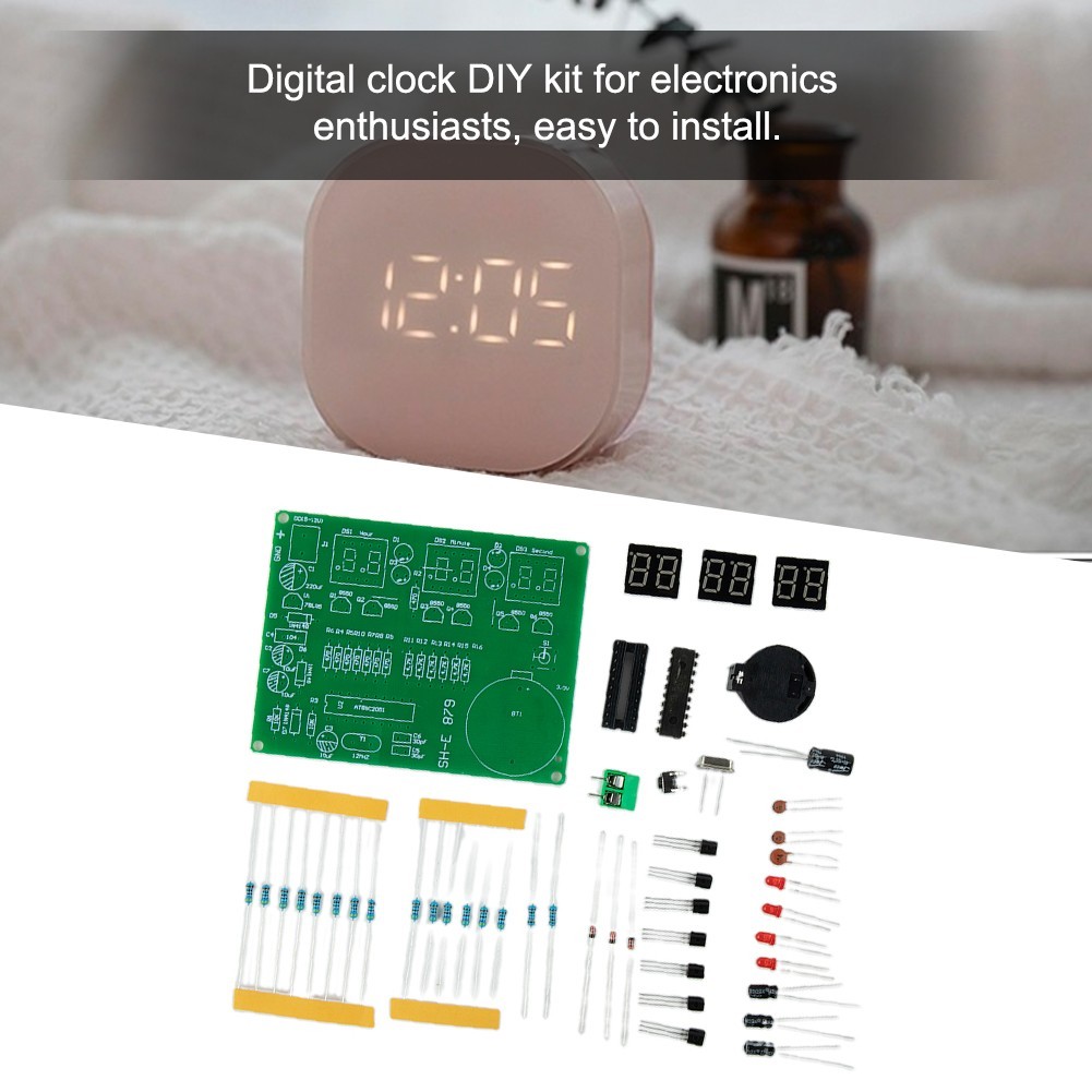 FSFO_6 Bits LED Digital Alarm Clock Making Kit Electronics Soldering ...