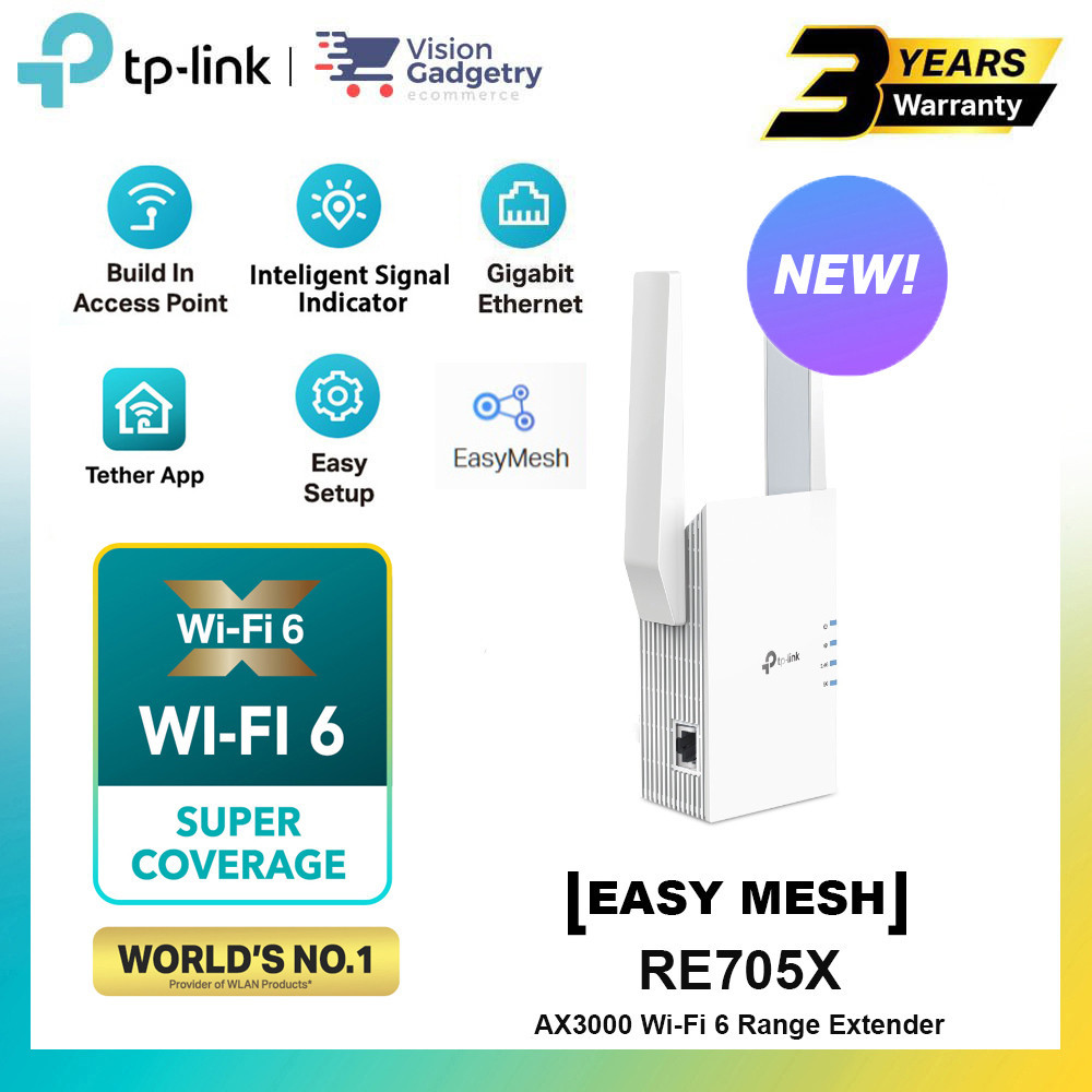 TP-Link RE705X AX3000 WiFi 6 Dual Band Range Extender Repeater EasyMesh ...
