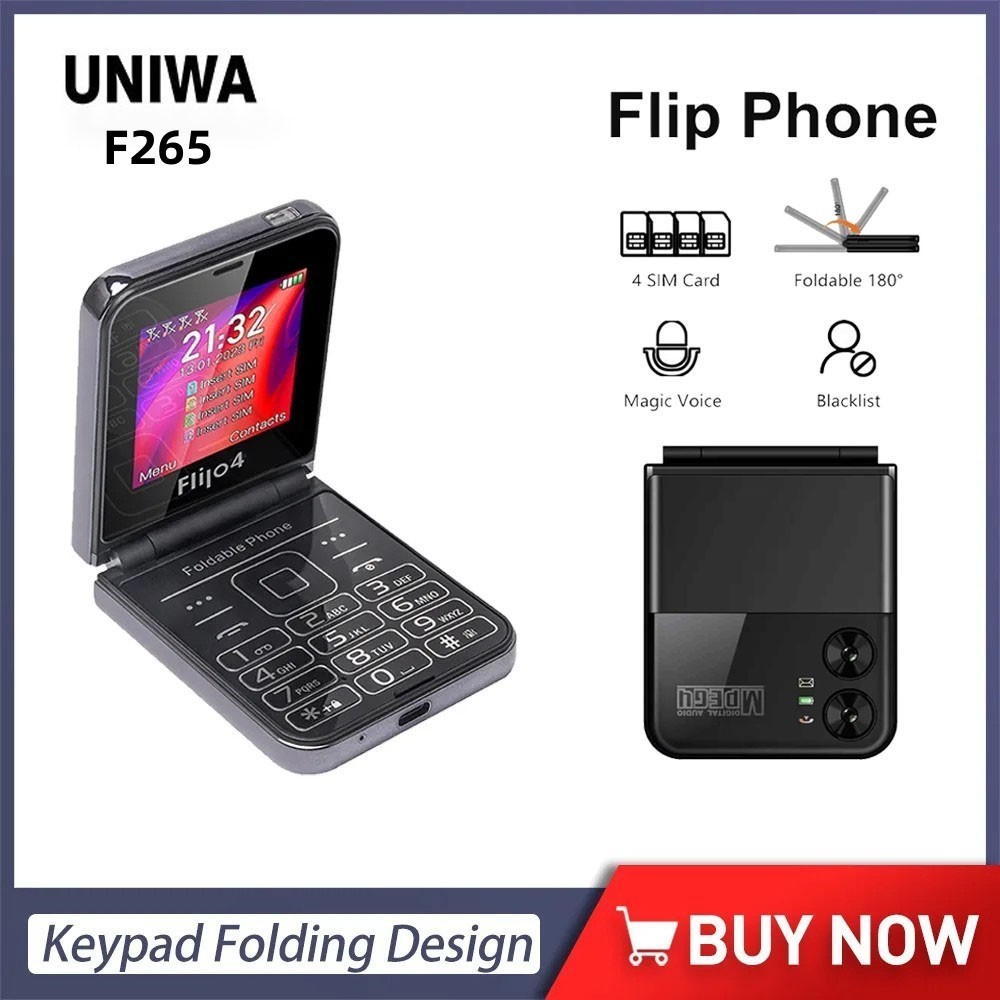 in stock UNIWA F265 2G Mini Phone 2.55" Dual Screen 4 SIM Cards Keypad ...