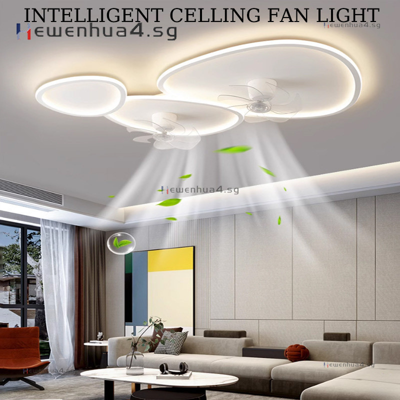 Ceiling Fan with Light Intelligent Fan Light Living Room Fan Modern ...