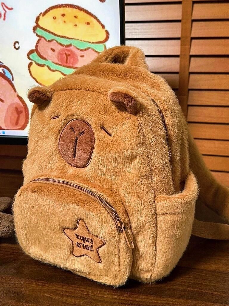 2024 New Capabala Plush Capybara Backpack Cute All-Match Furry Bag ...