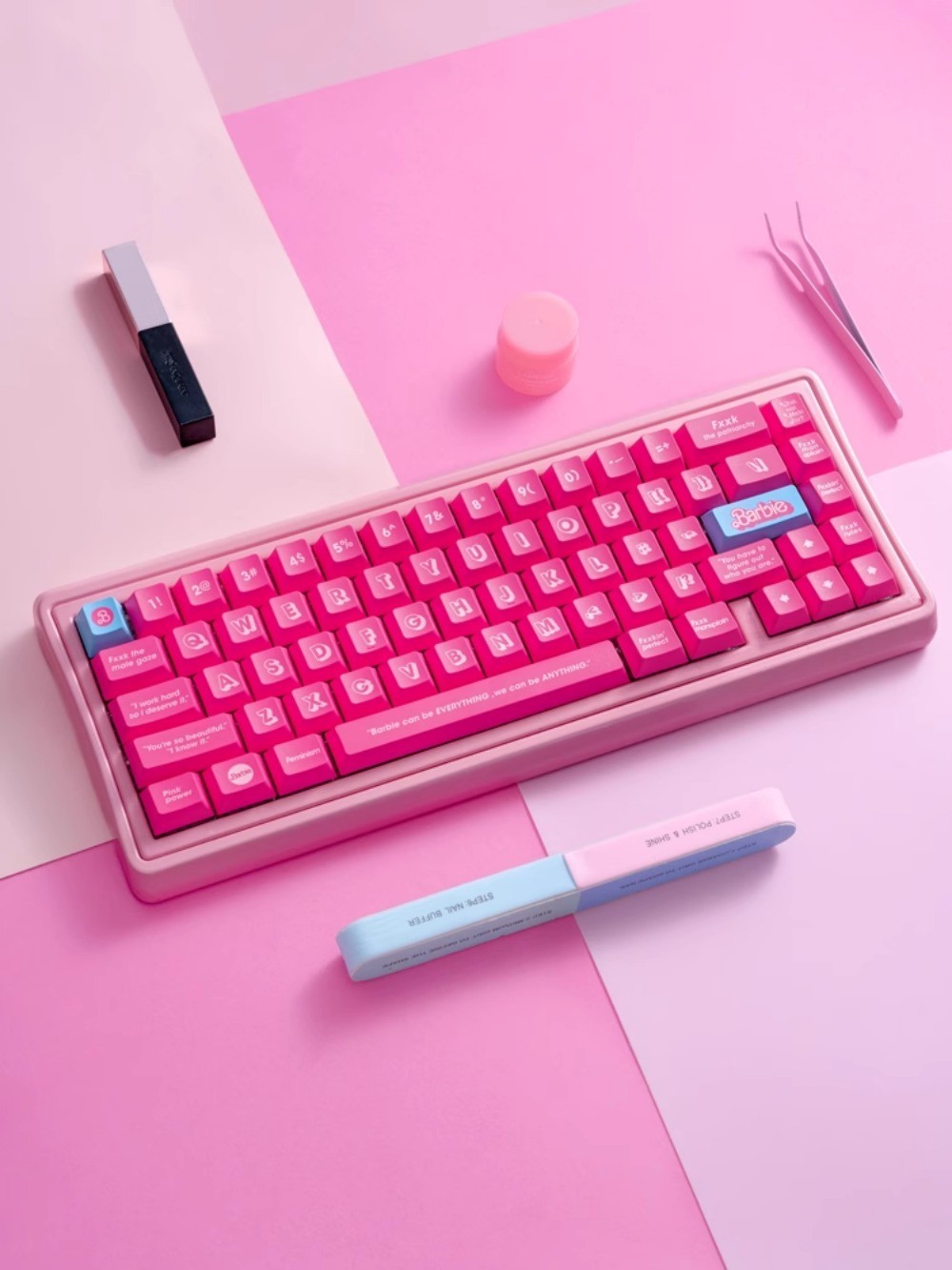 Barbie Pink Power Keycap Cherry Profile PBT Five-sided Dye Sublimation ...