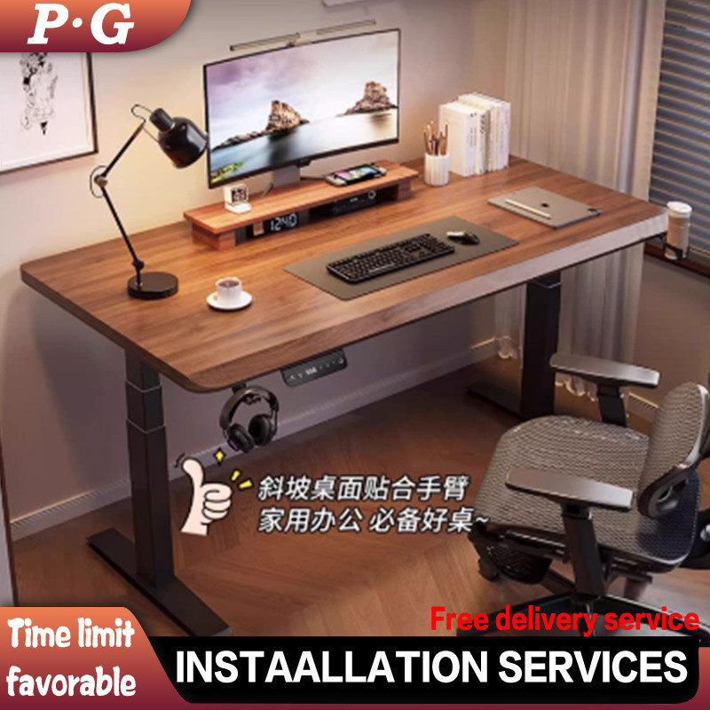 P·G Computer desk Solid wood electric lifting table Computer Table and ...