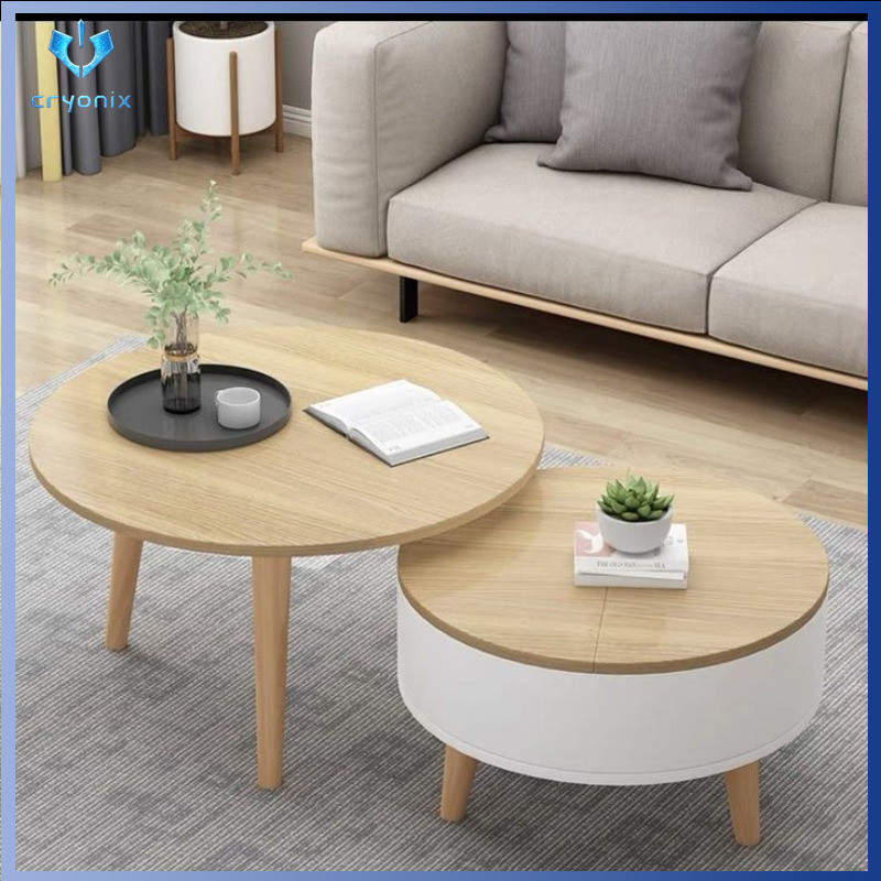 Modern Minimalism Tea Table Large Drawer Round Coffee Table Round ...