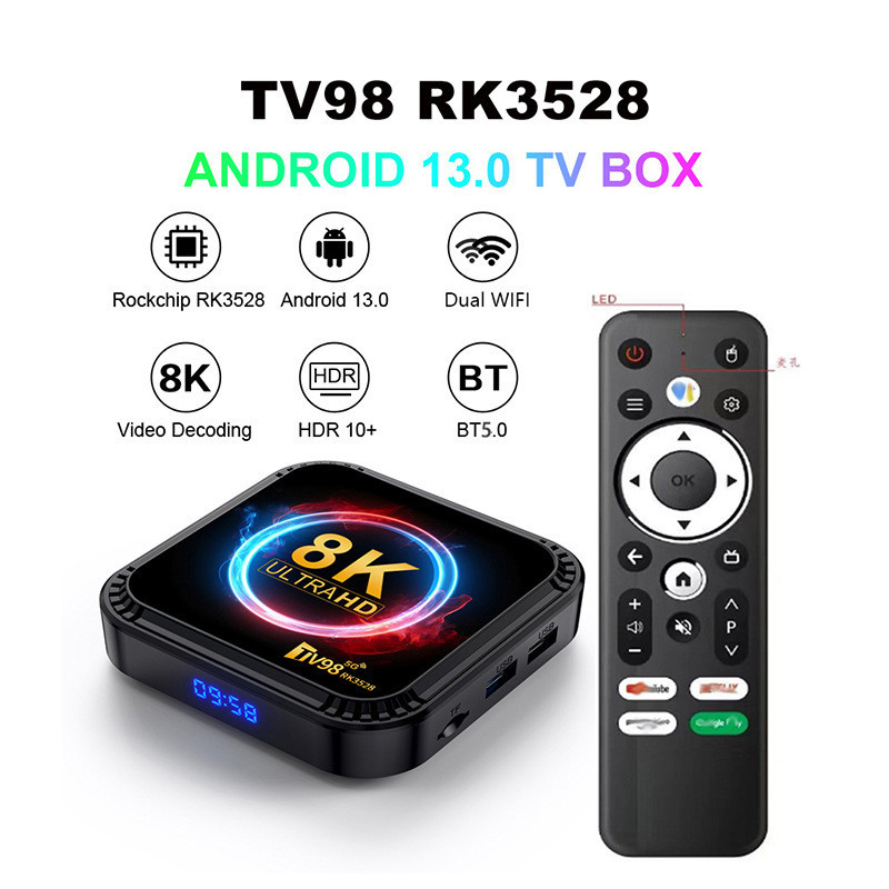 TV98 RK3528 Smart TV Box Android 13 ATV Box 8K HD 5G Dual Wifi Media ...